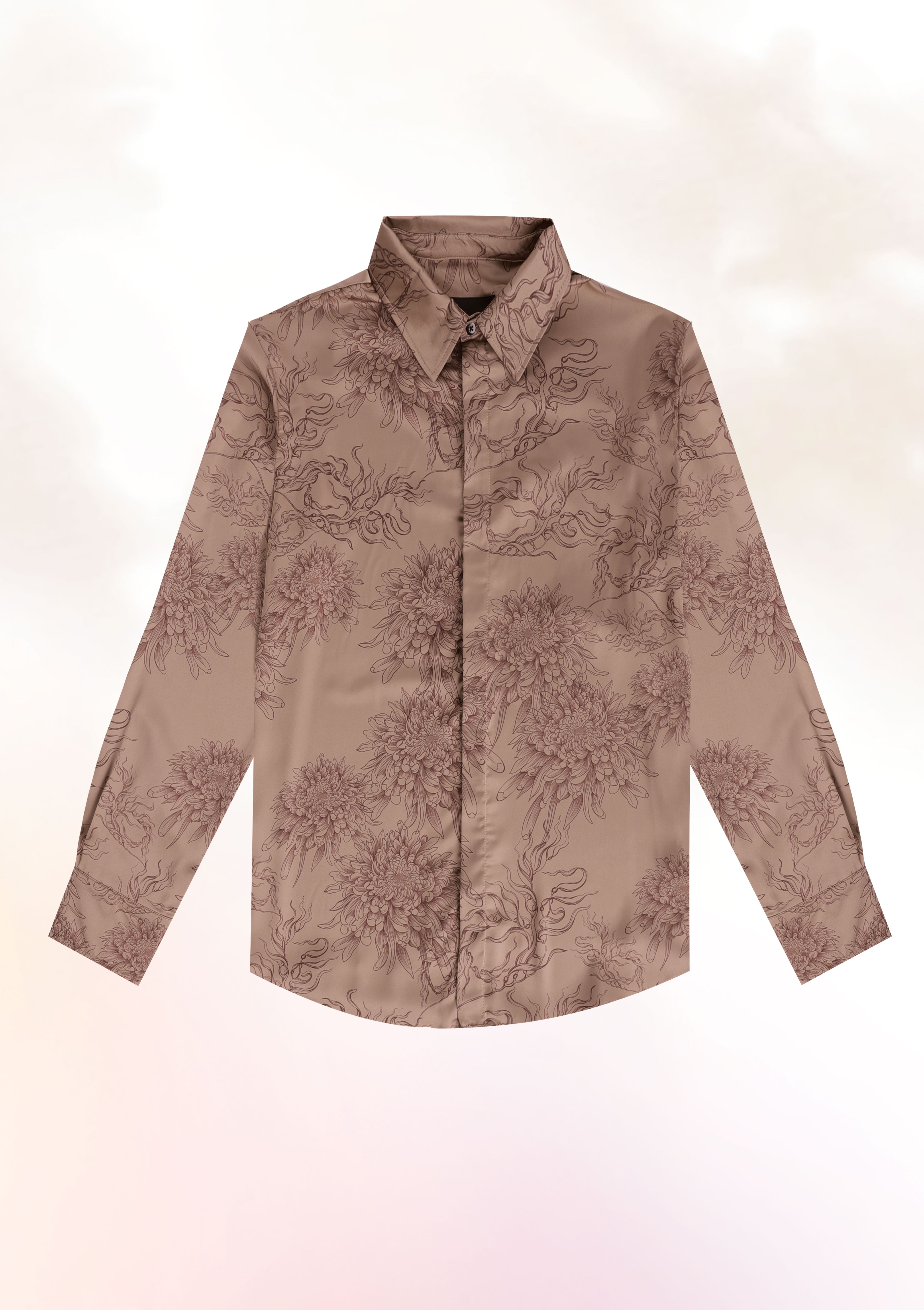 Mocha mousse Chrysanthemum Shirt – Tharshana - Online Design Store