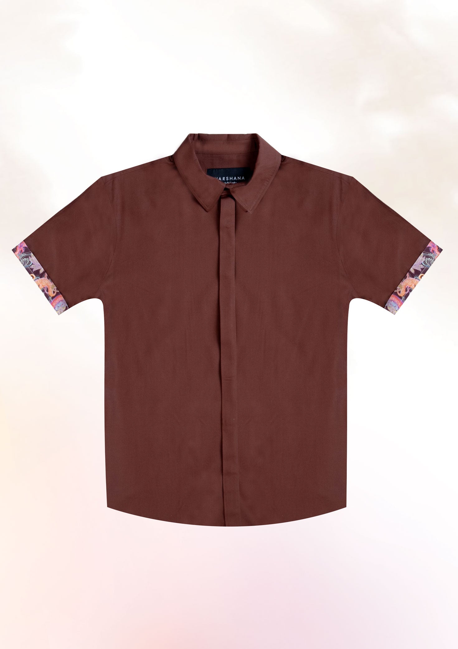 Burnt umber Contrast Cuff Shirt – Tharshana - Online Design Store