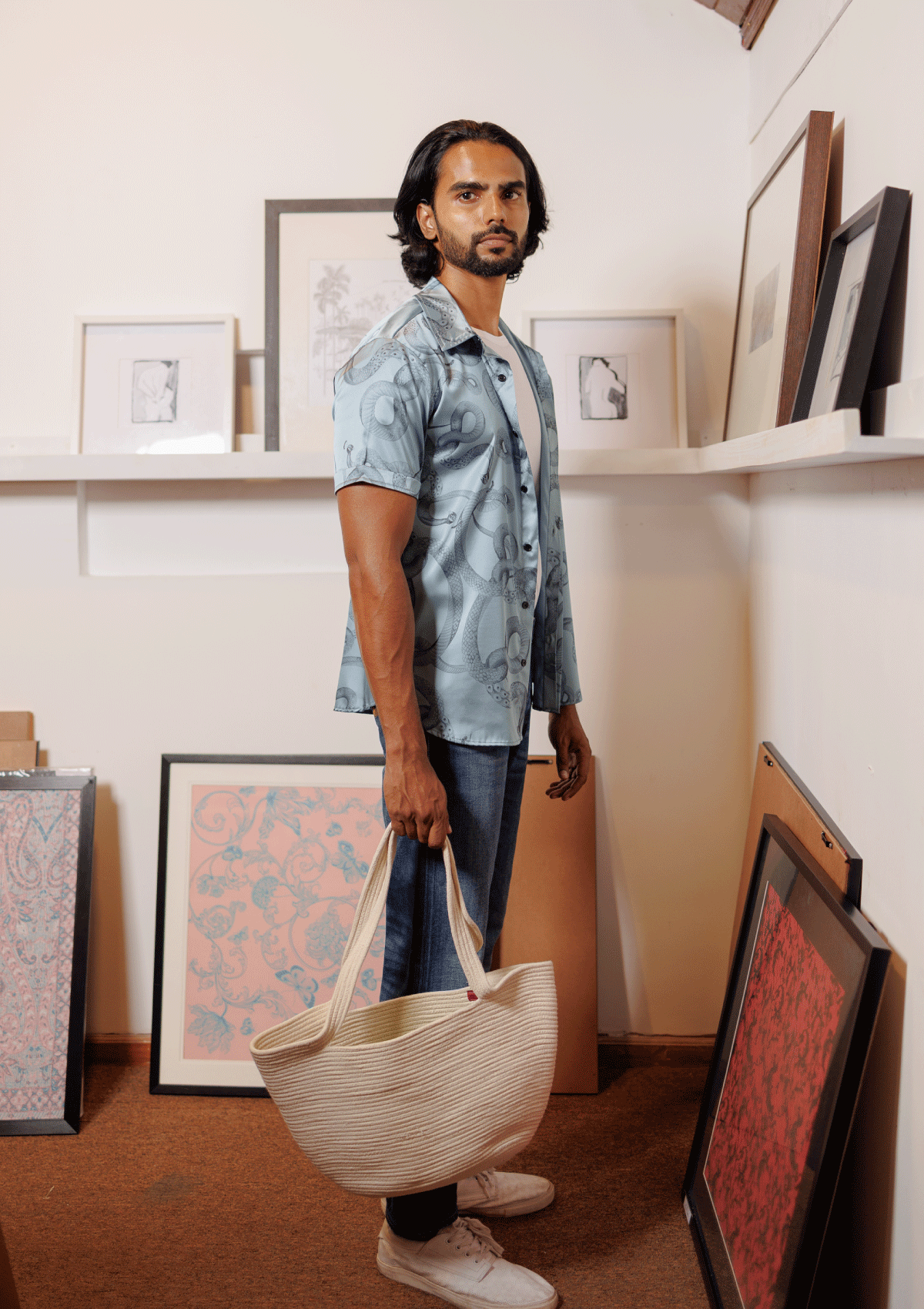 Blue Mono Serpent Shirt – Tharshana - Online Design Store