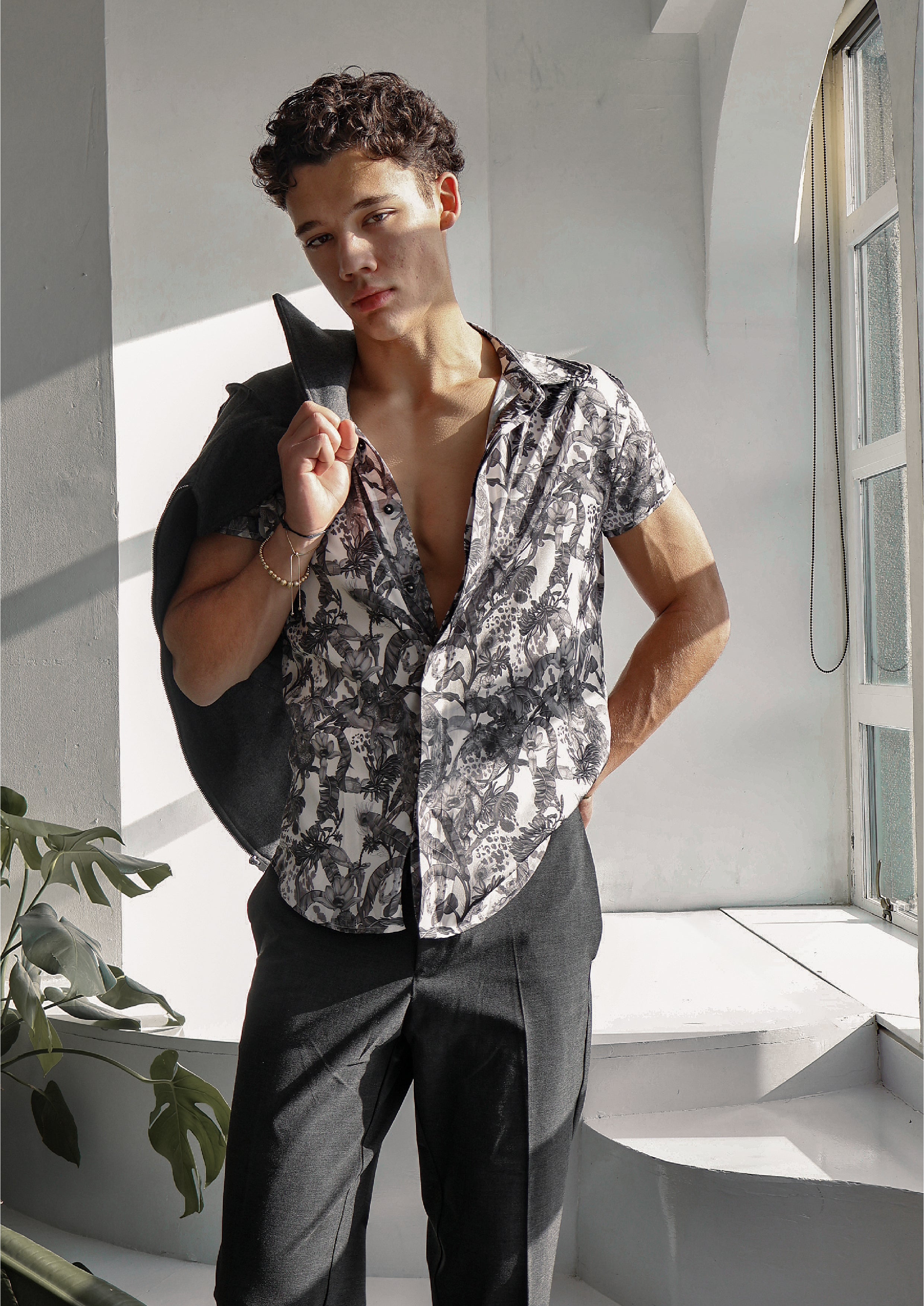 Monochrome Leopard peacock Shirt – Tharshana - Online Design Store
