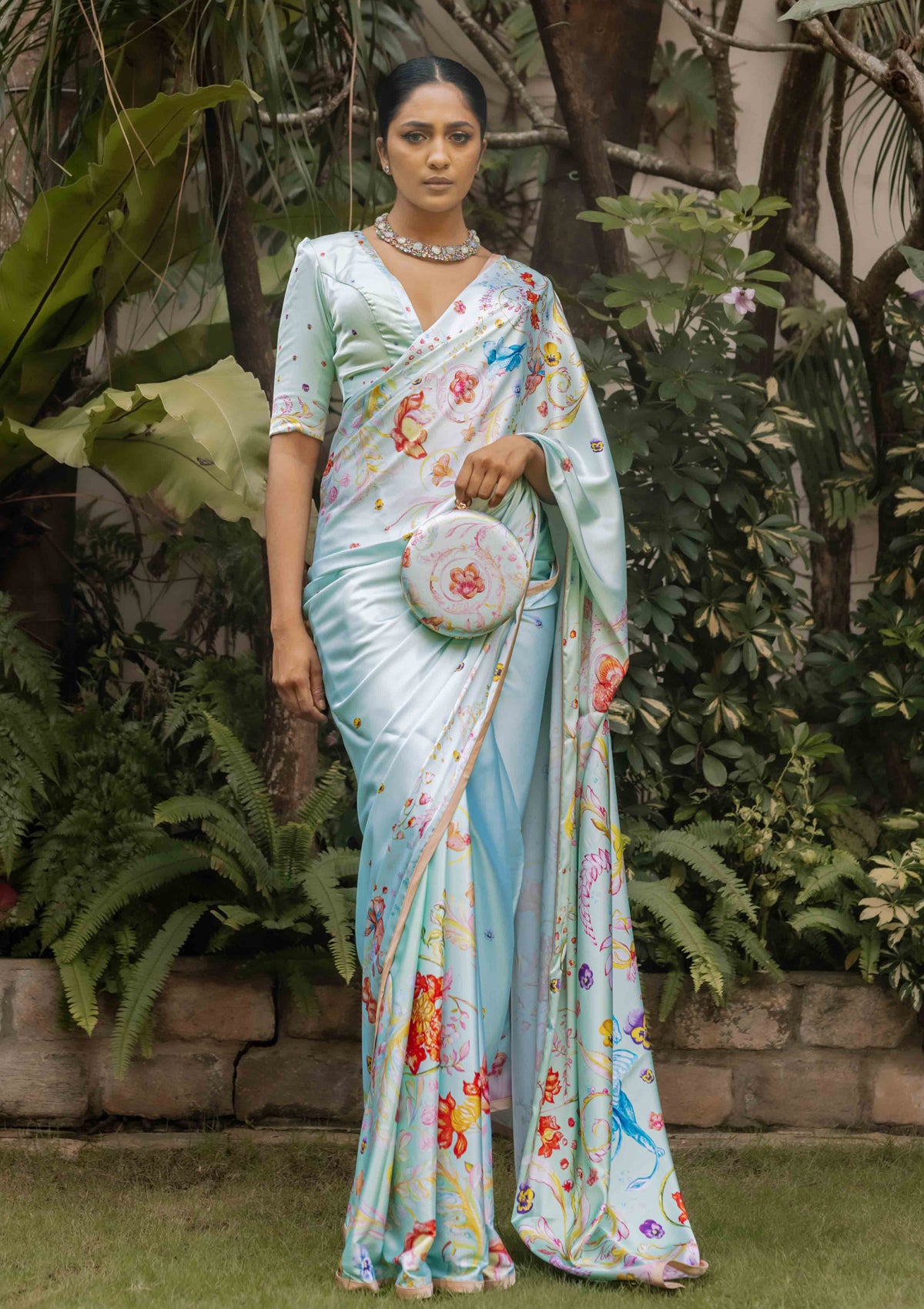 Sky Blue Hanthana Garden Saree – Tharshana - Online Design Store