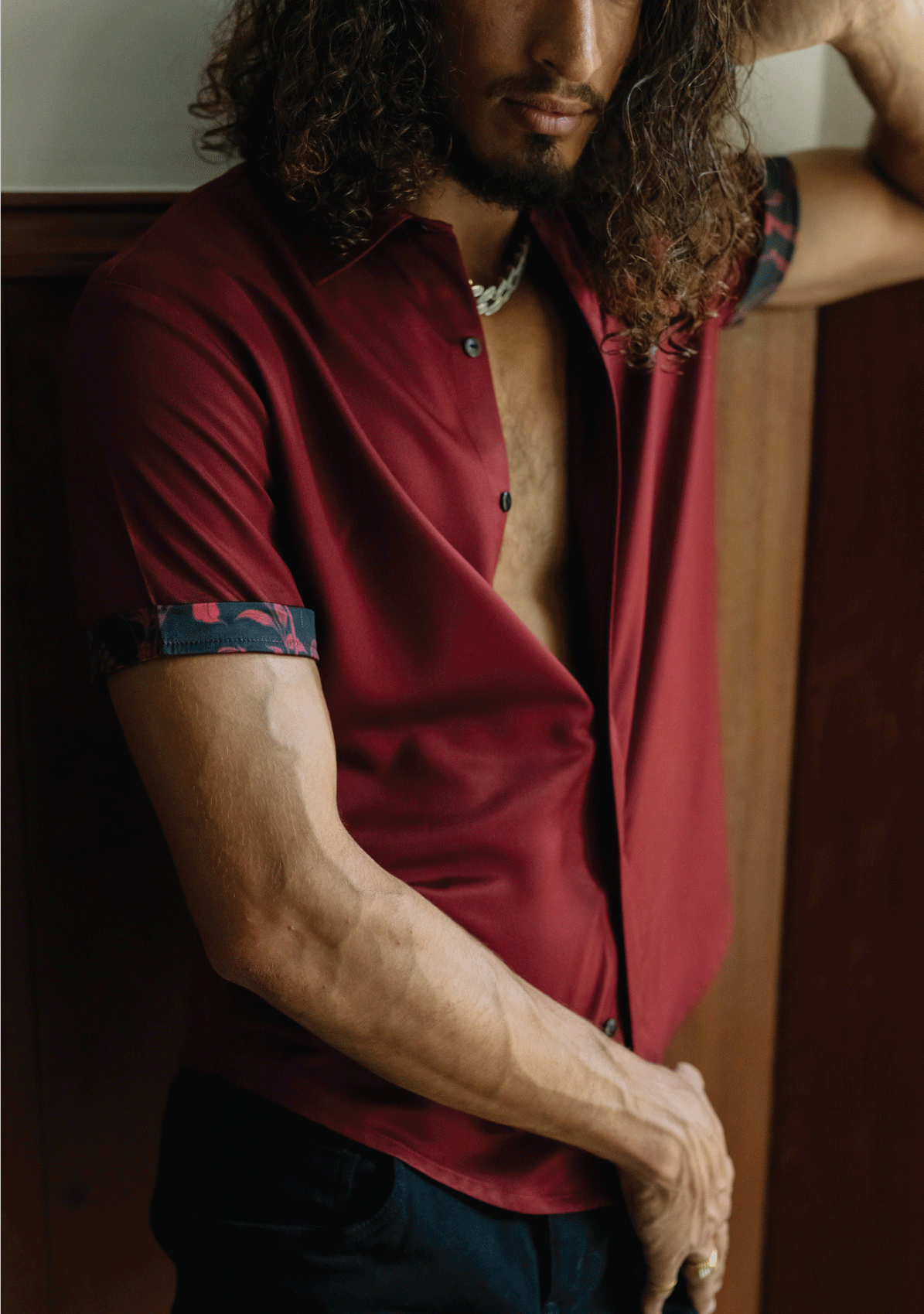 Burgundy Contrast cuff shirt – Tharshana - Online Design Store